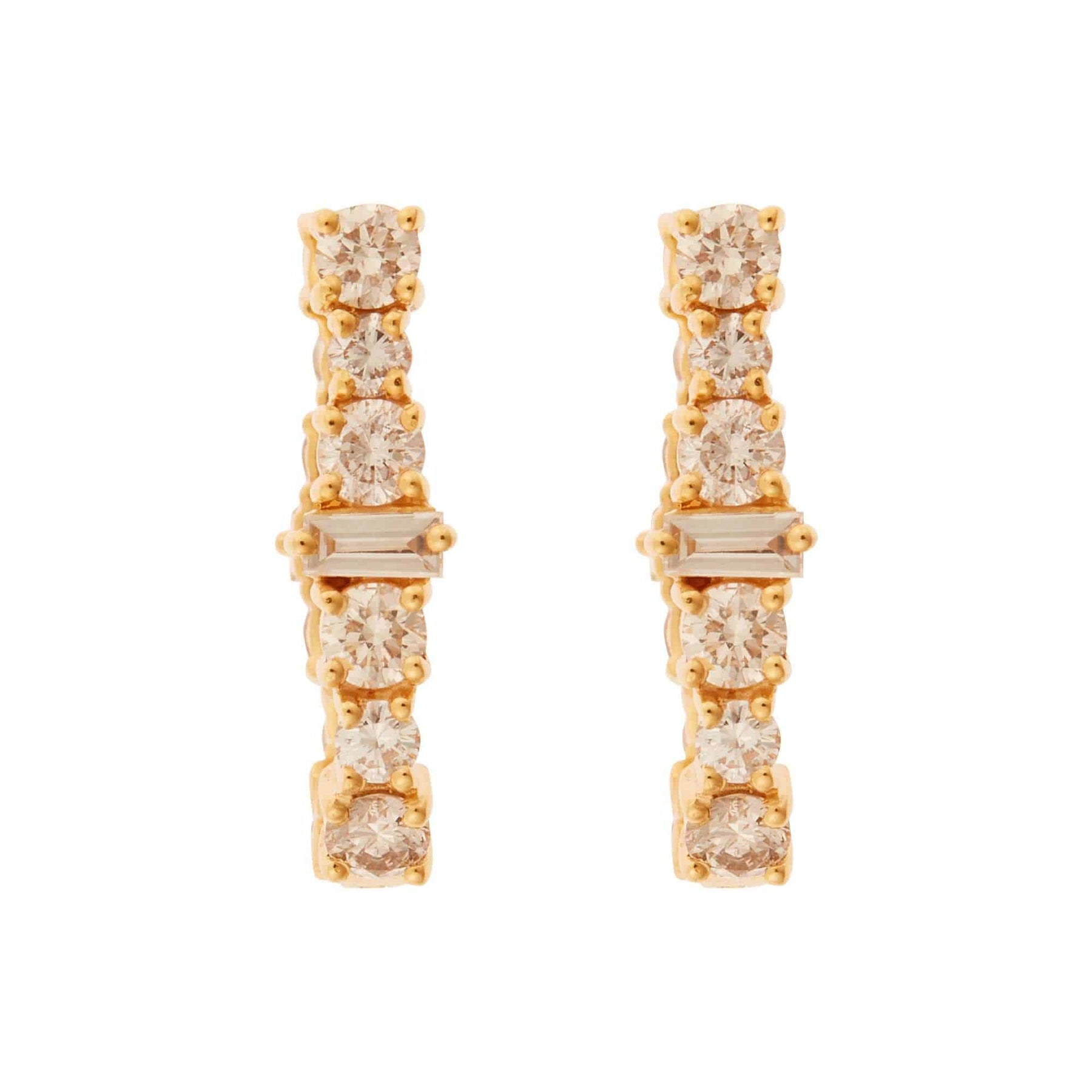 Oval Rivulet Champagne Diamond Hoops | Ileana Makri